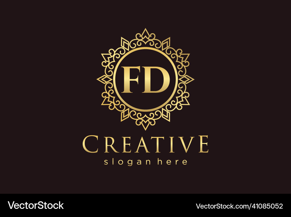 Fd initial letter luxury calligraphic feminine Vector Image
