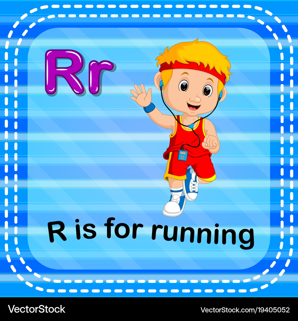 Flashcard letter r is for running Royalty Free Vector Image