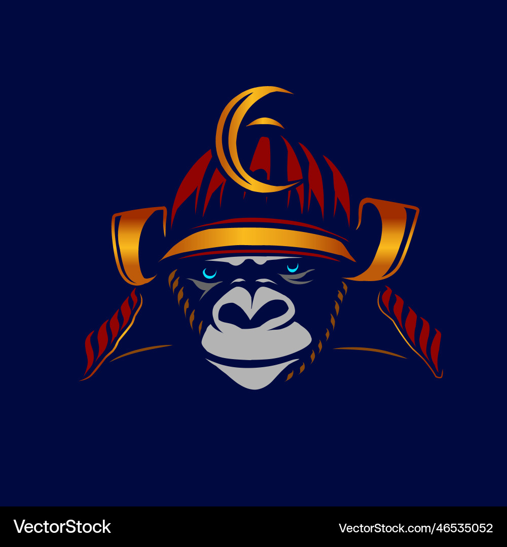 Funny funky japan samurai monkey line pop art Vector Image