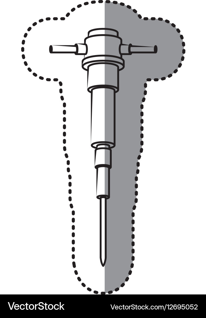Gray silhouette dotted sticker demolition drill Vector Image