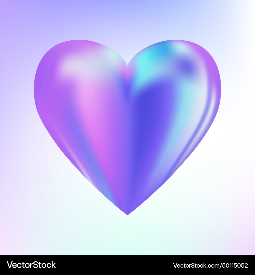 Holographic heart fluid liquid chrome shape Vector Image