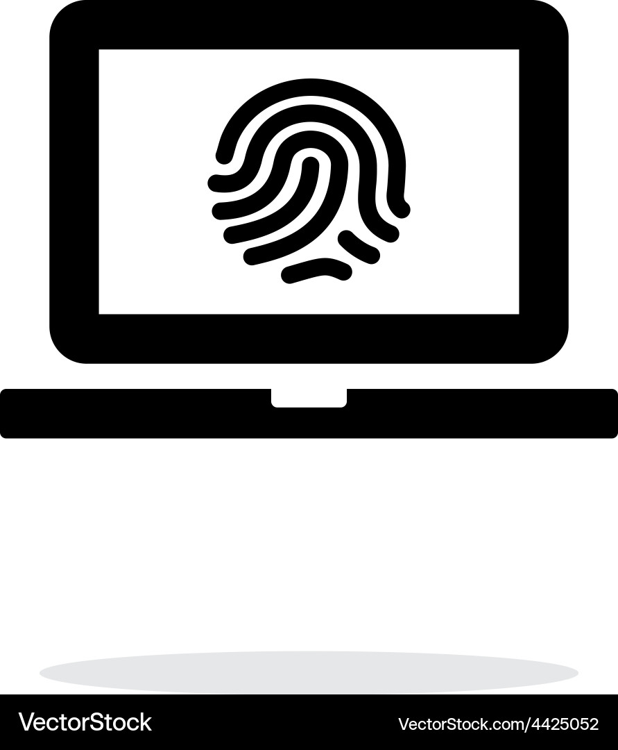 Laptop fingerprint icon on white background Vector Image