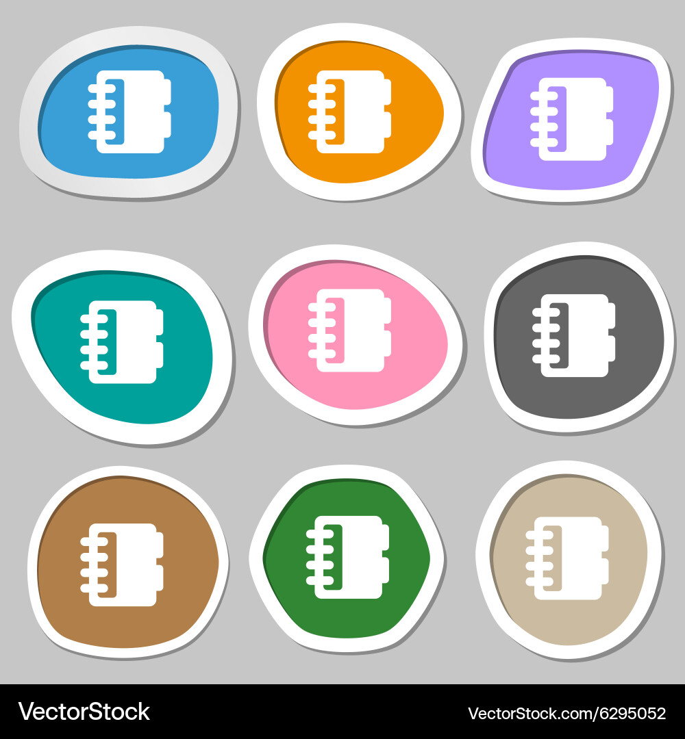 Notepad calendar icon symbols multicolored paper Vector Image
