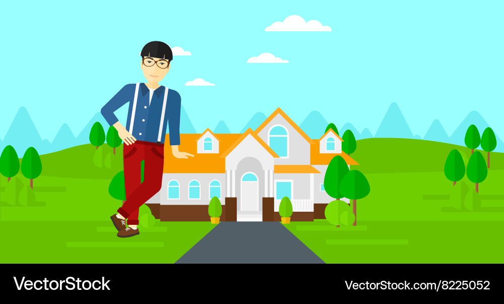 Real estate agent offering house Royalty Free Vector Image