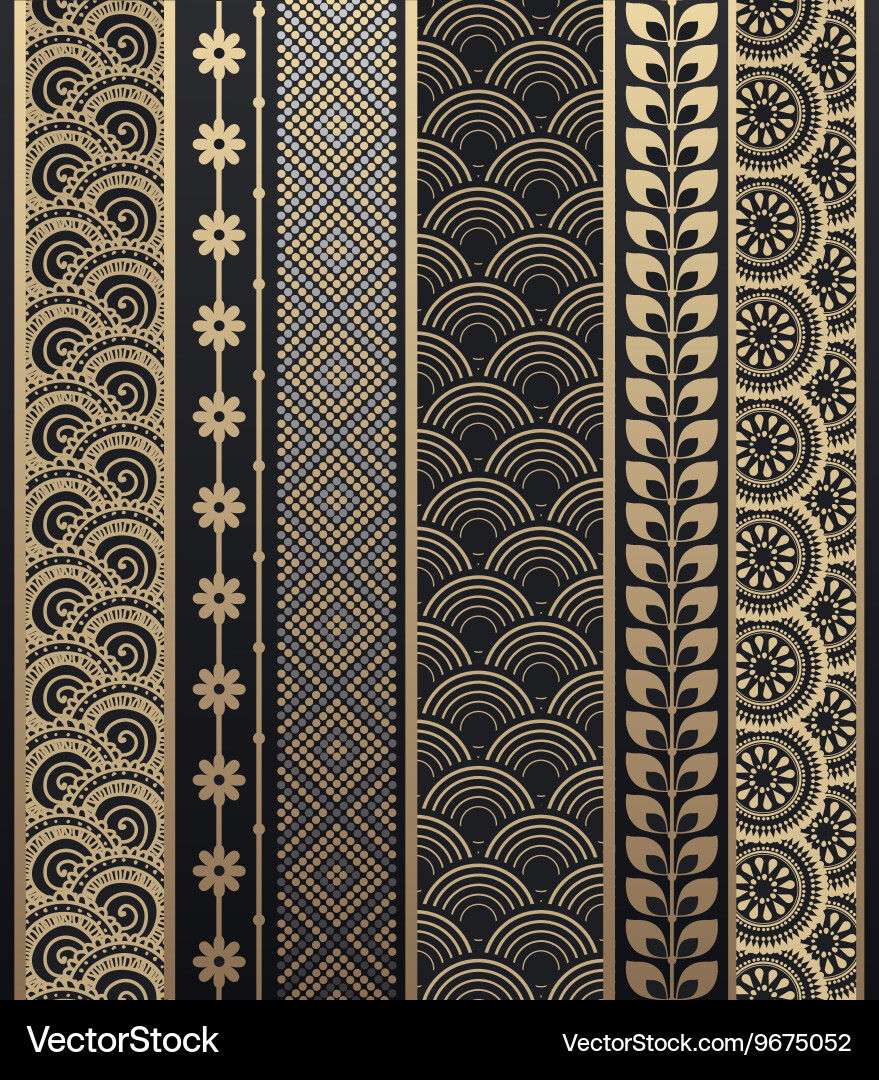 Set of abstract golden pattern stripes Royalty Free Vector