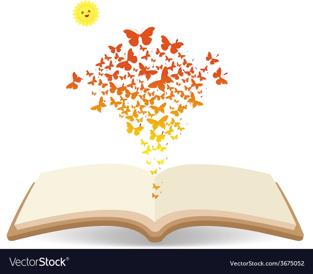 Spring with butterflies colorful in the book Vector Image