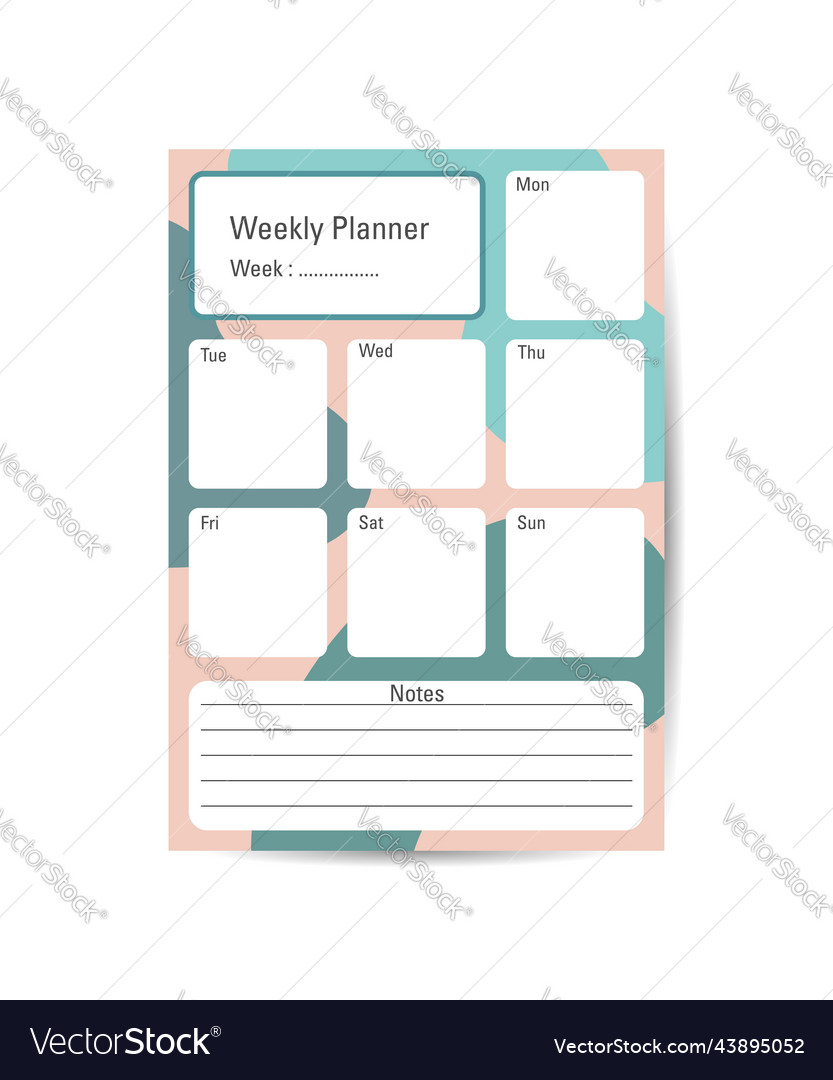 Weekly plan templates for notes to-do lists Vector Image