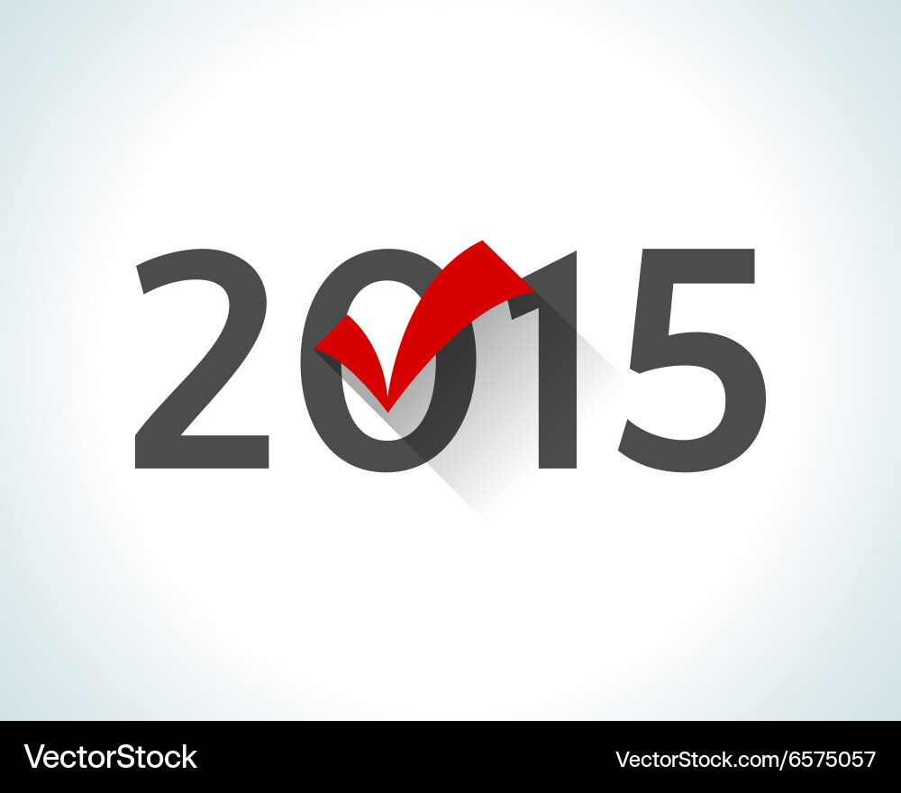 2015 written on white background with a red check Vector Image
