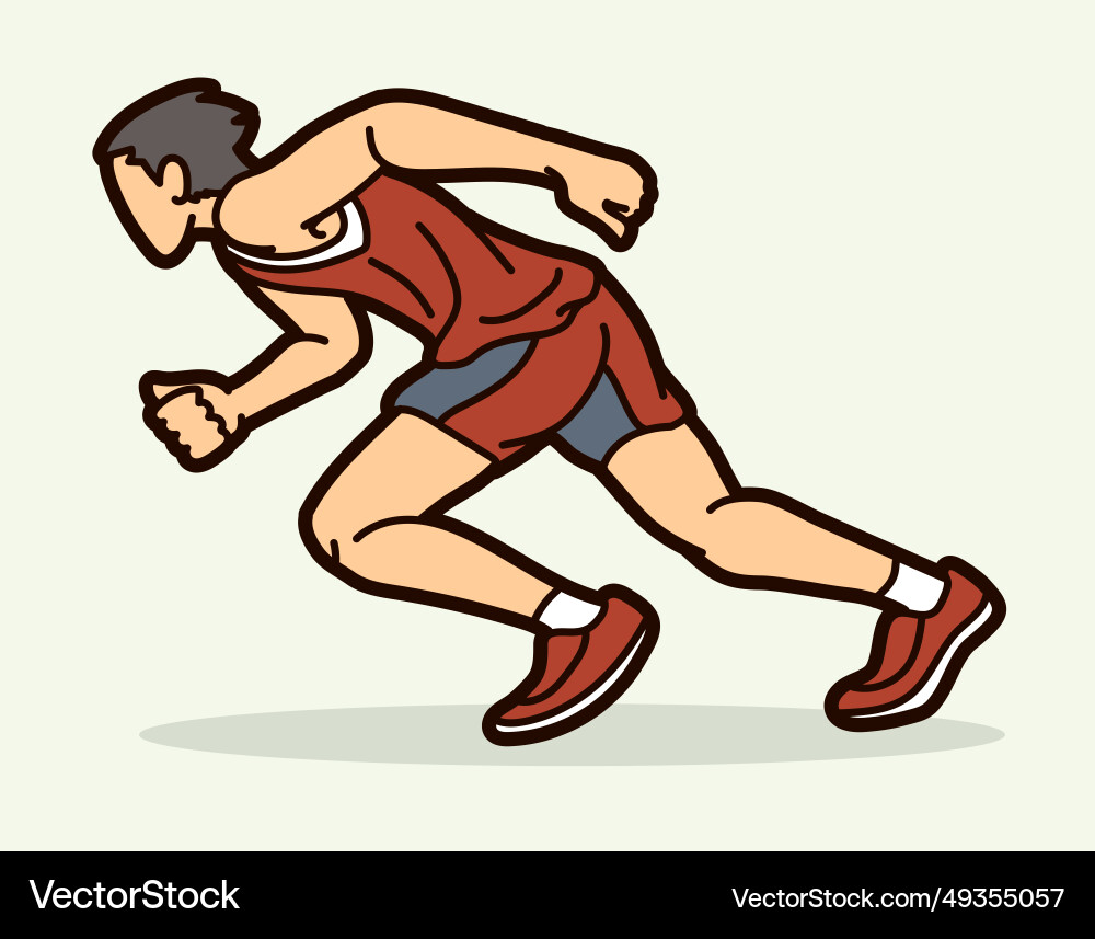 A man start running action marathon runner cartoon