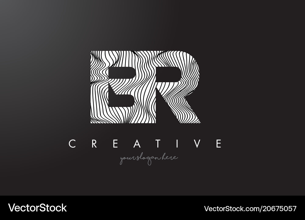 Br b r letter logo with zebra lines texture Vector Image