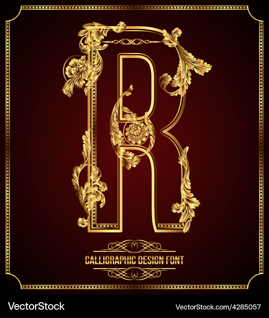 Calligraphic font letter r Royalty Free Vector Image