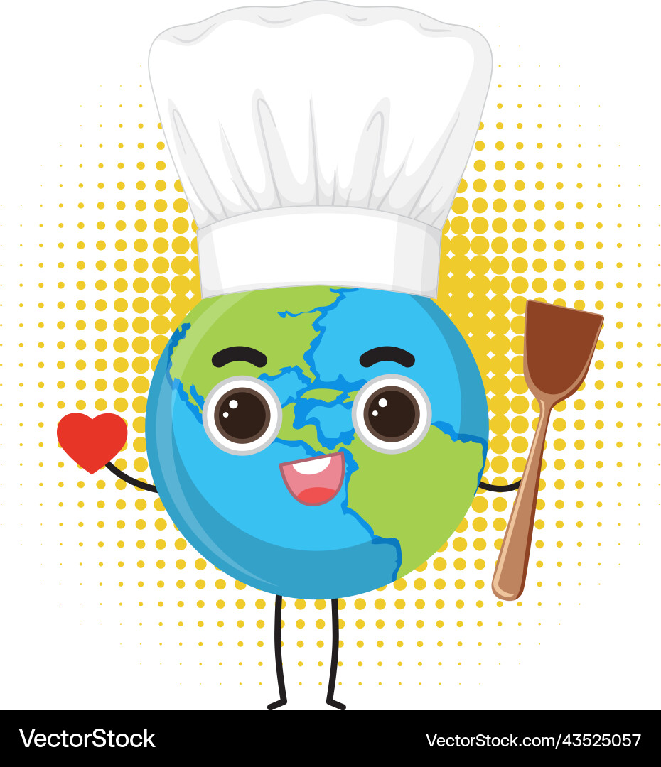Chef earth planet cartoon character Royalty Free Vector