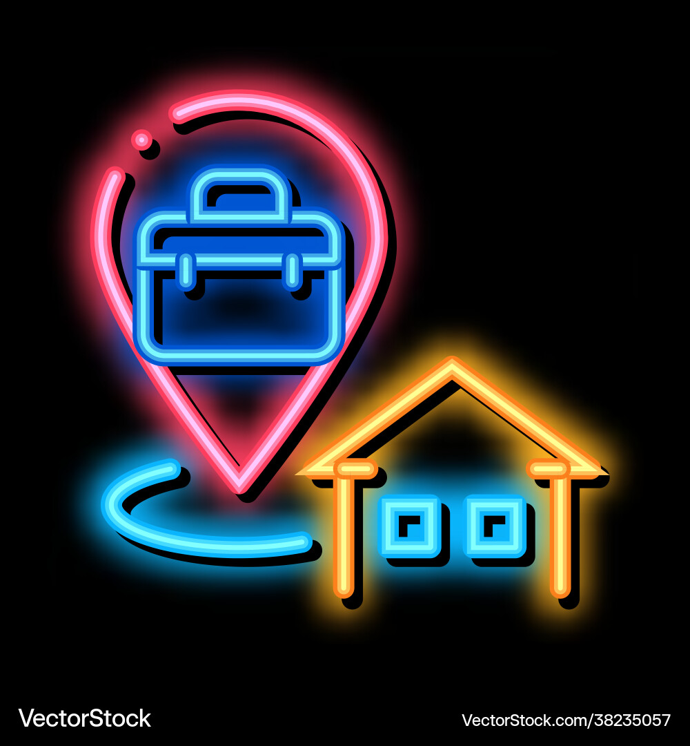 Direction from home to work neon glow icon Vector Image