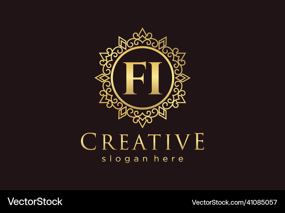 Fi initial letter luxury calligraphic feminine Vector Image