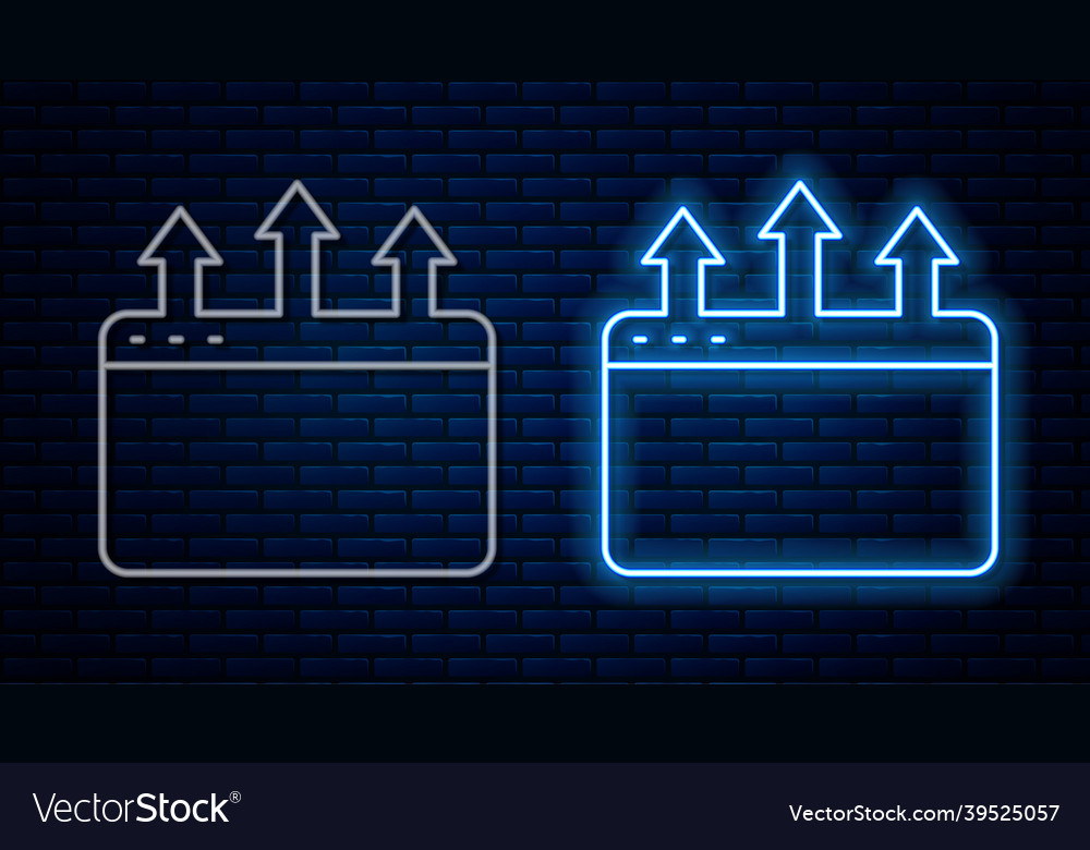 Glowing neon line browser window icon isolated Vector Image