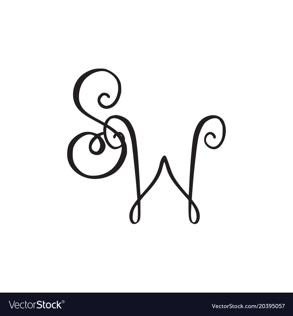Handwritten monogram sw icon Royalty Free Vector Image