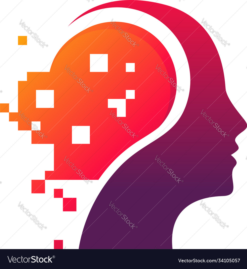 Head tech logo pixel concept robotic Royalty Free Vector