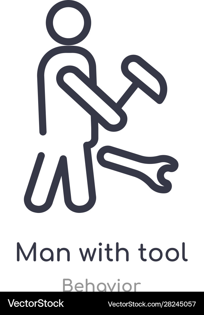 Man with tool outline icon isolated line from Vector Image
