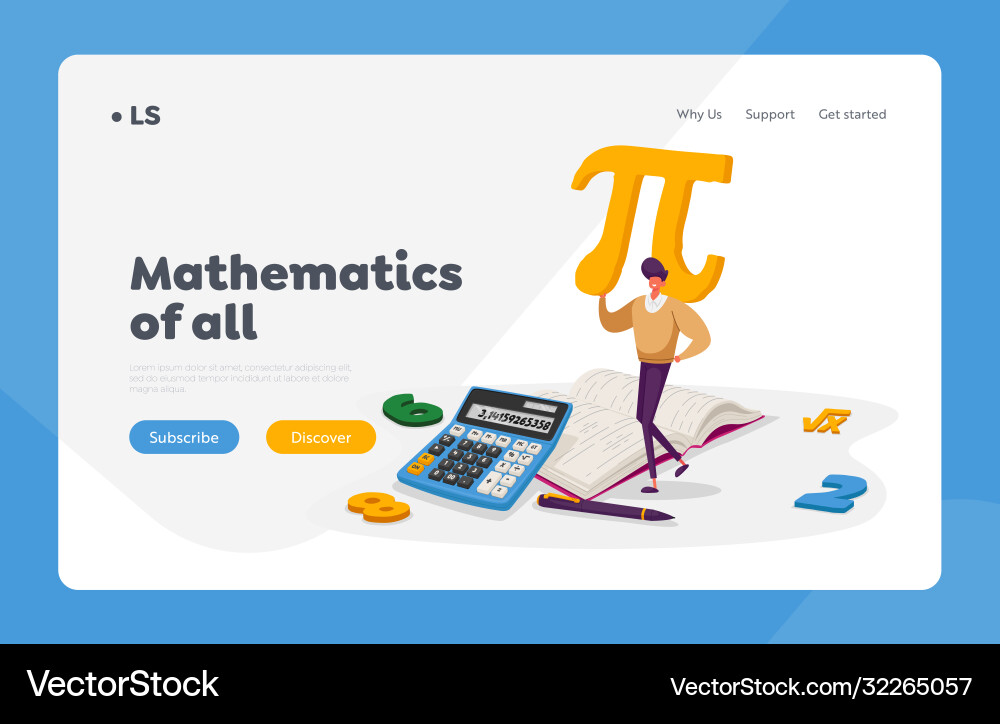 Mathematics science and algebra landing page Vector Image