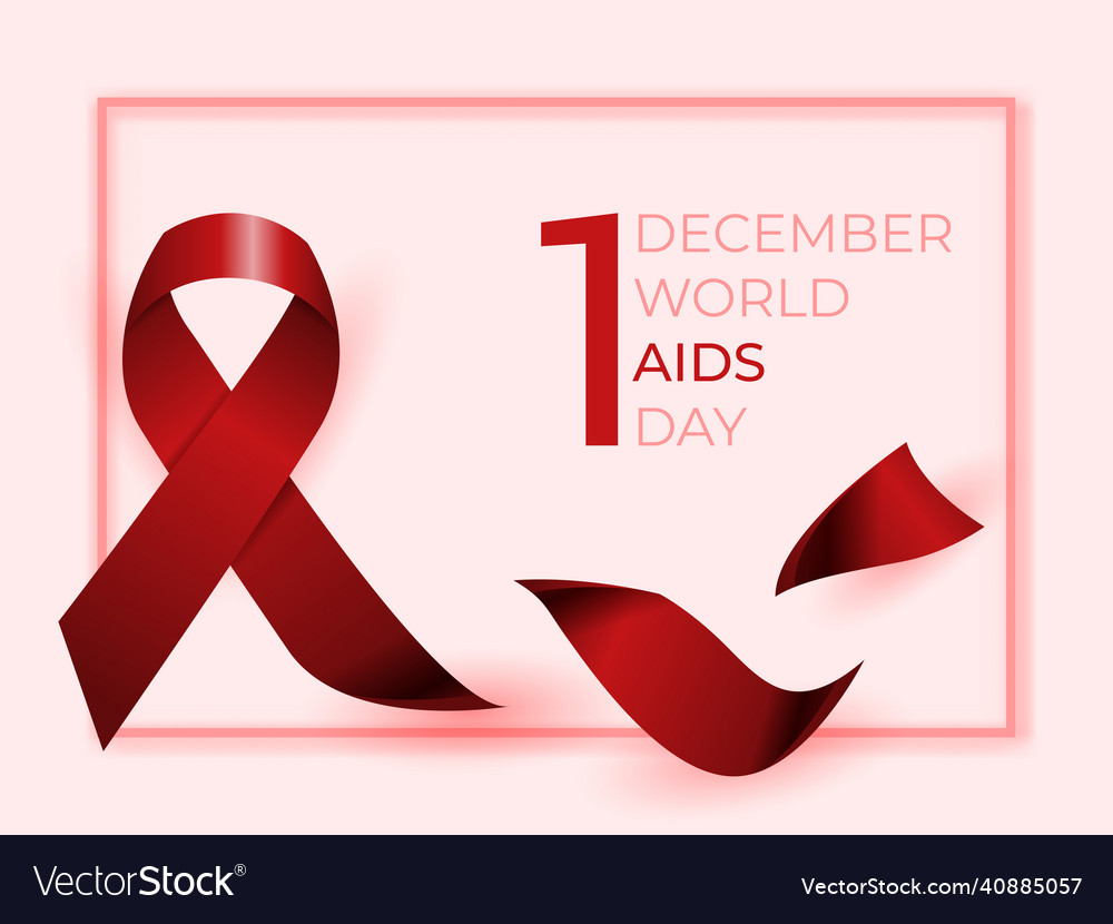 World aids day with red ribbon Royalty Free Vector Image
