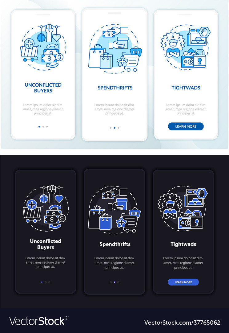 Consumer Types Onboarding Mobile App Page Screen Vector Image