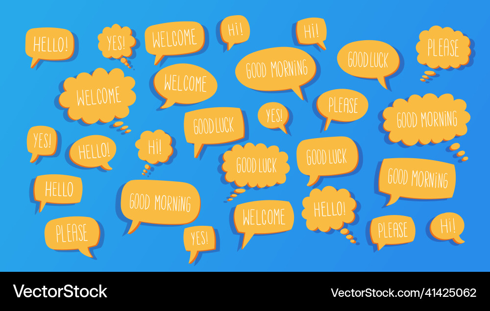 Cool and kind yellow word balloon pack various Vector Image