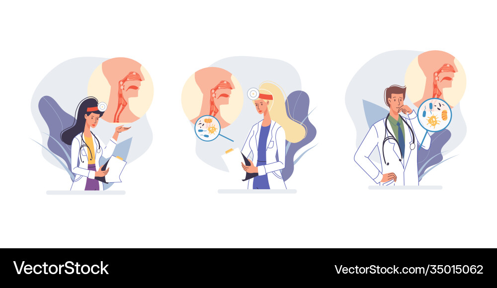 Flat cartoon doctor characters set Royalty Free Vector Image