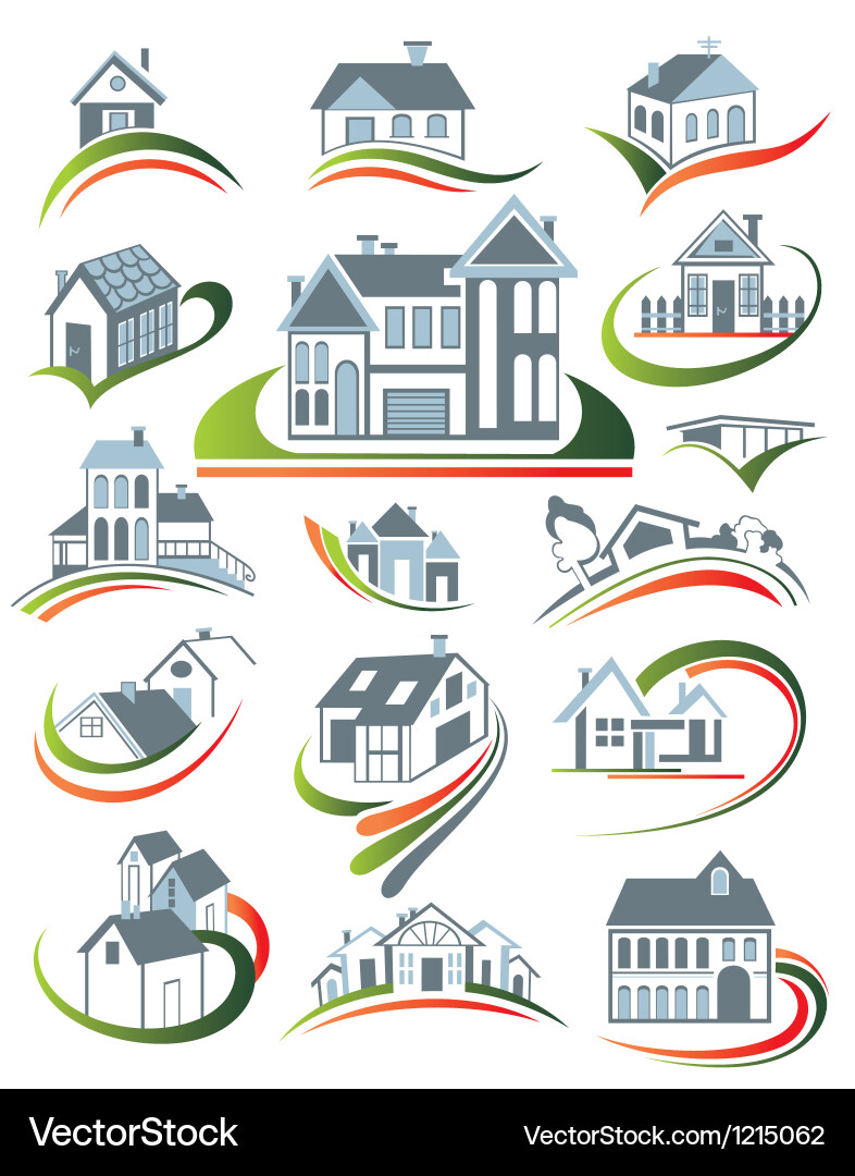 Houses icons set Royalty Free Vector Image - VectorStock
