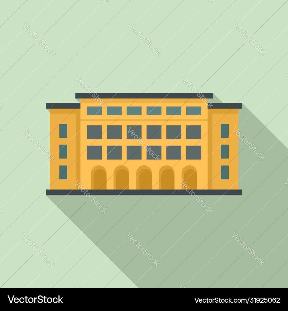 Library building icon flat style Royalty Free Vector Image