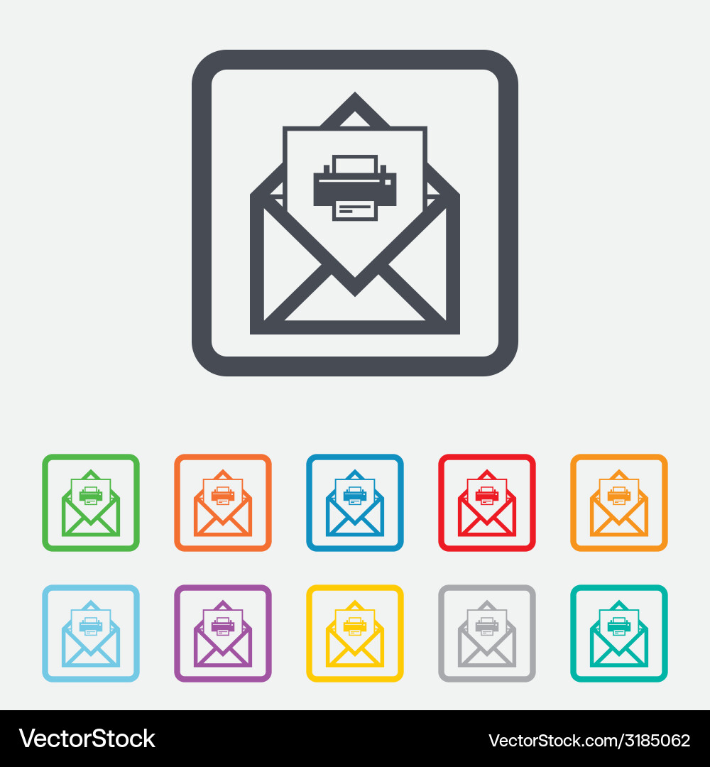 Mail print icon envelope symbol message sign Vector Image
