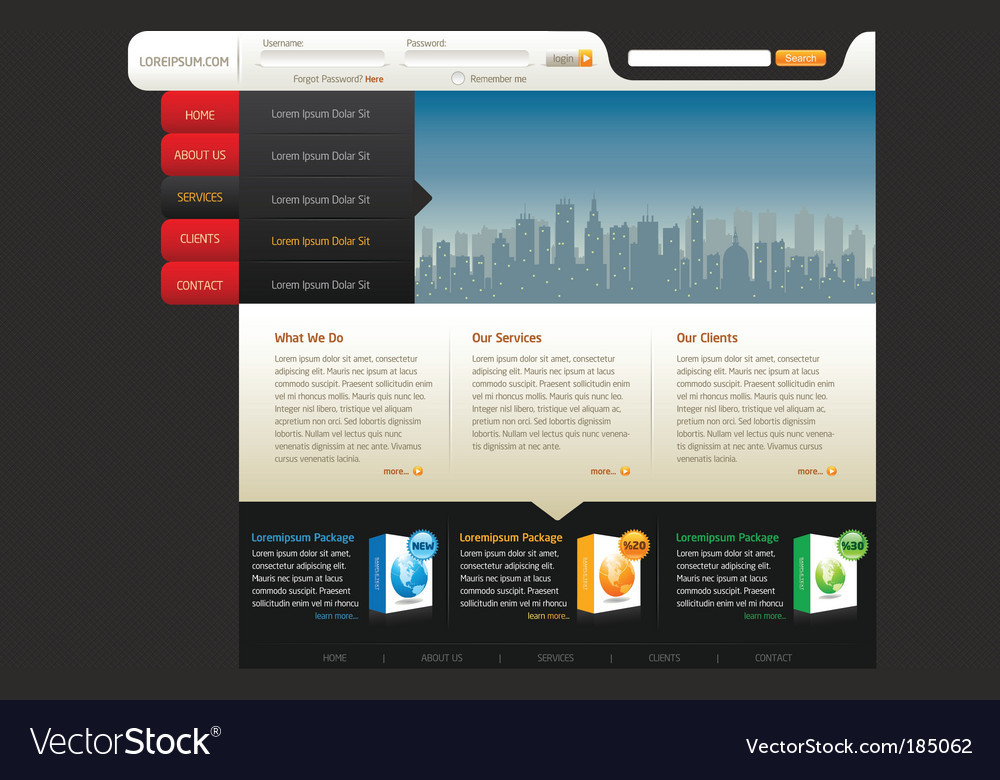 Modern Website Template Royalty Free Vector Image
