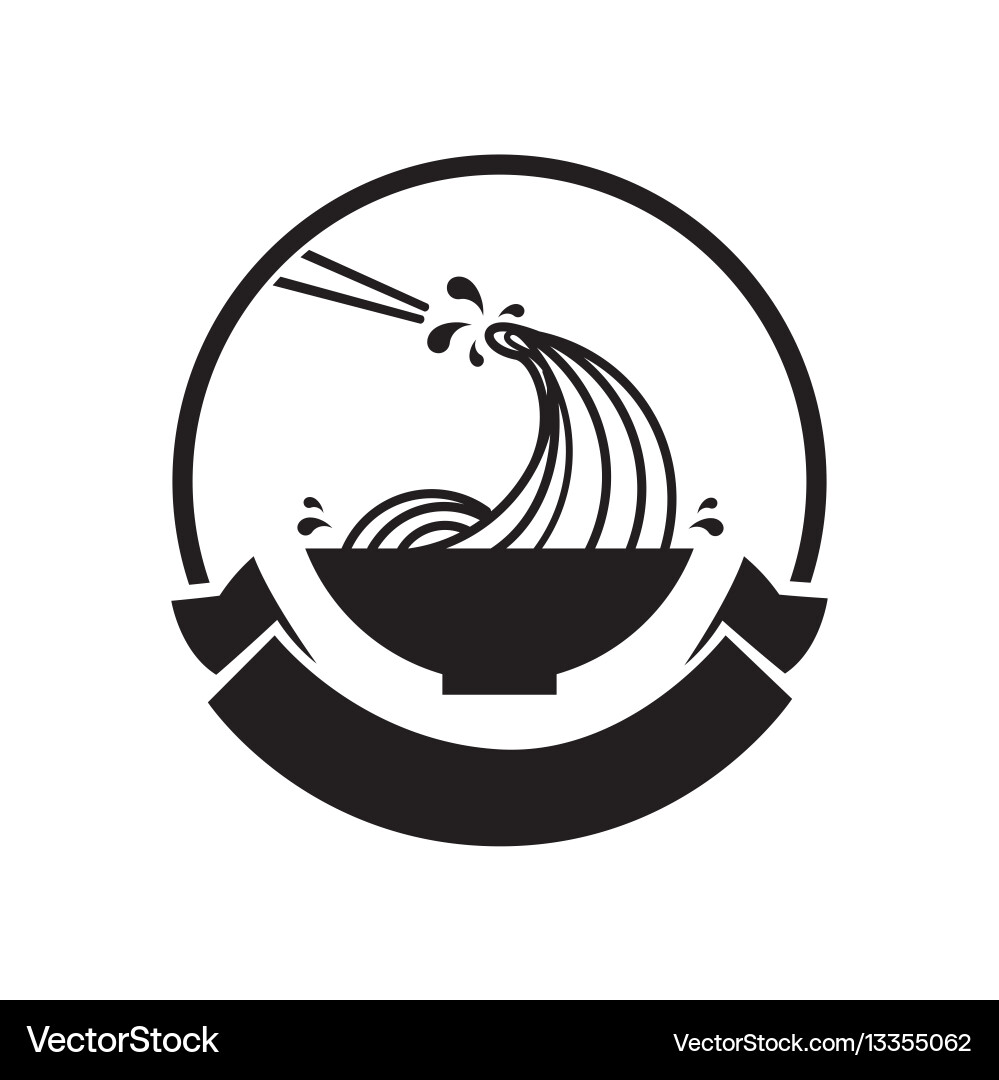 Noodle wave in bowl logo Royalty Free Vector Image