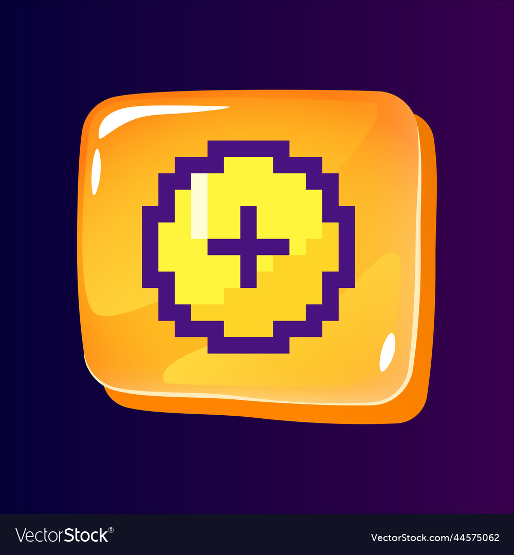 Plus sign glossy ui button with pixelated color Vector Image