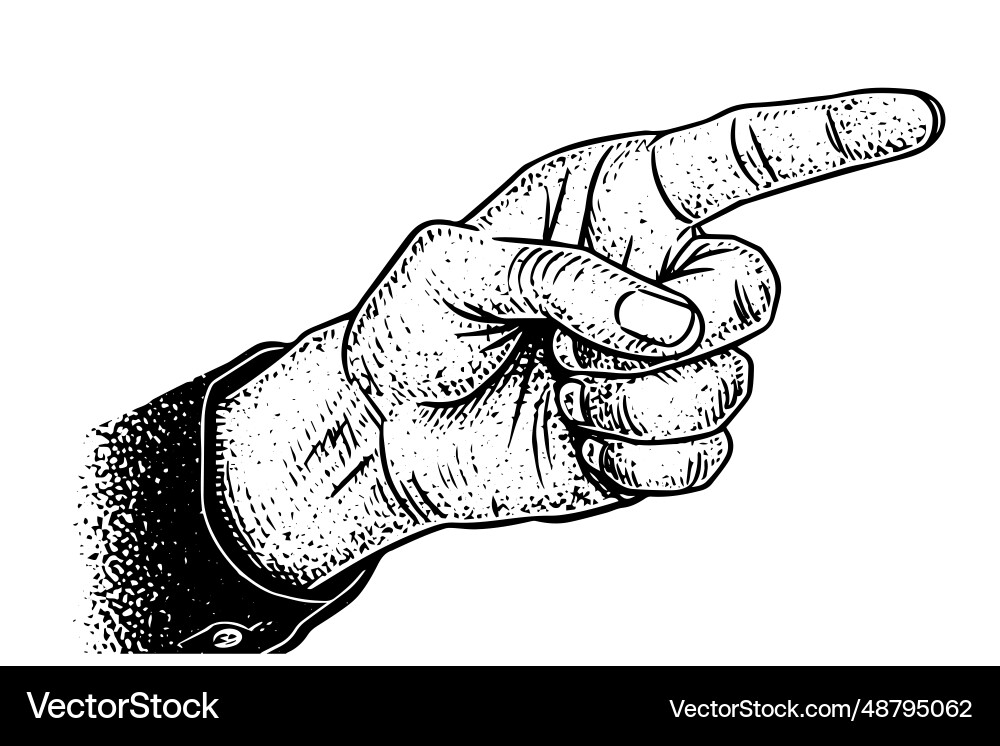 Pointing finger black vintage engraved Royalty Free Vector