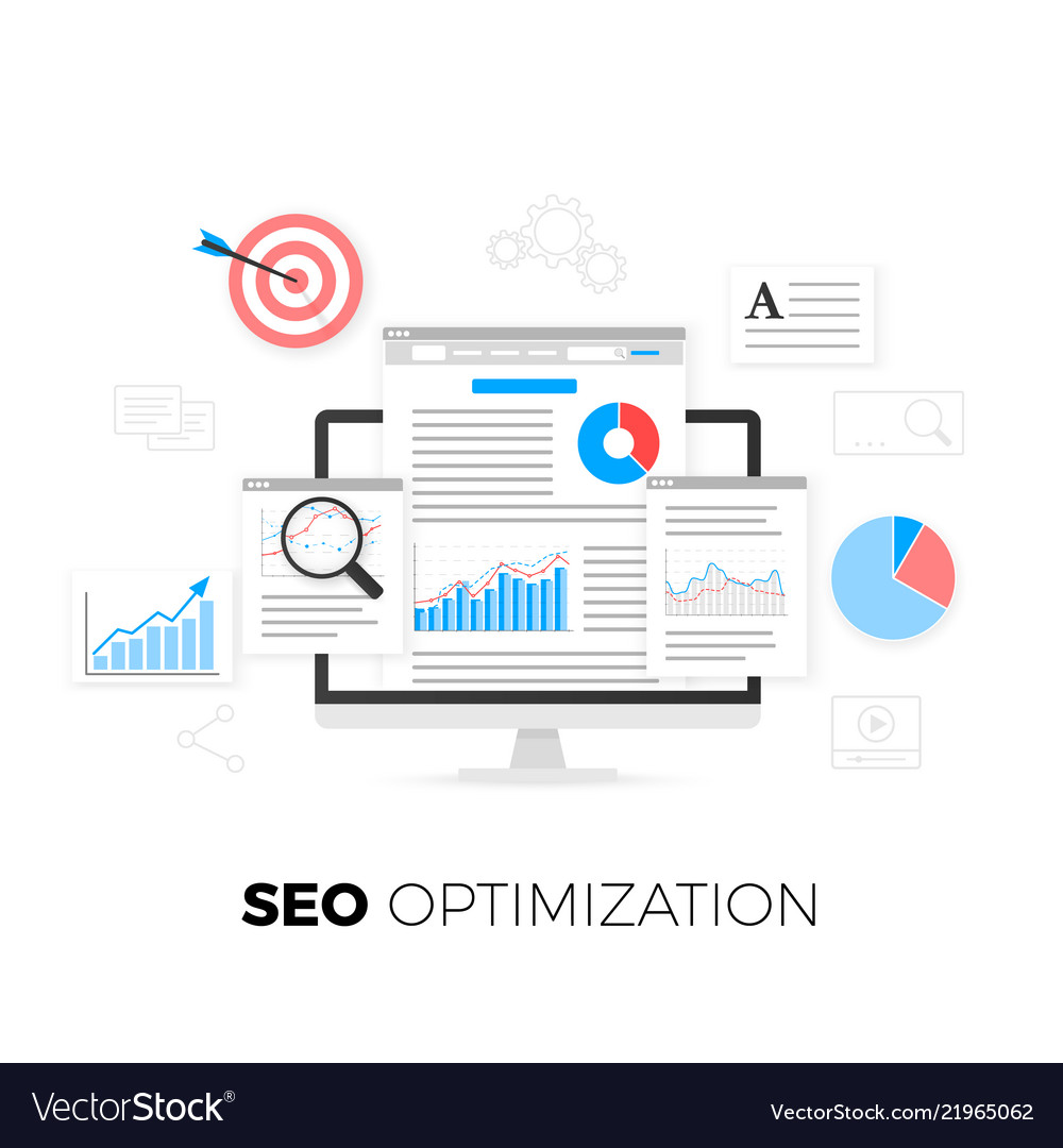 Seo optimization concept search engine Royalty Free Vector Seo optimization concept search engine Royalty Free Vector