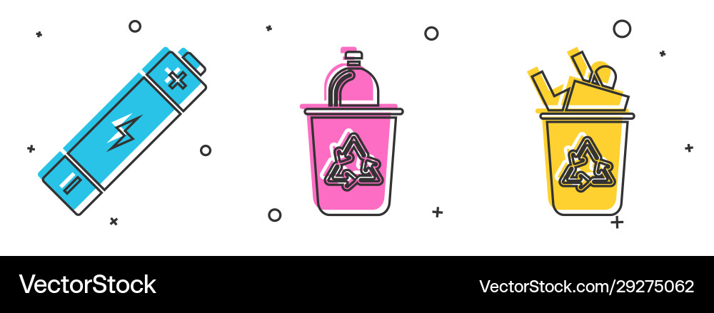 Set battery recycle bin with recycle symbol Vector Image