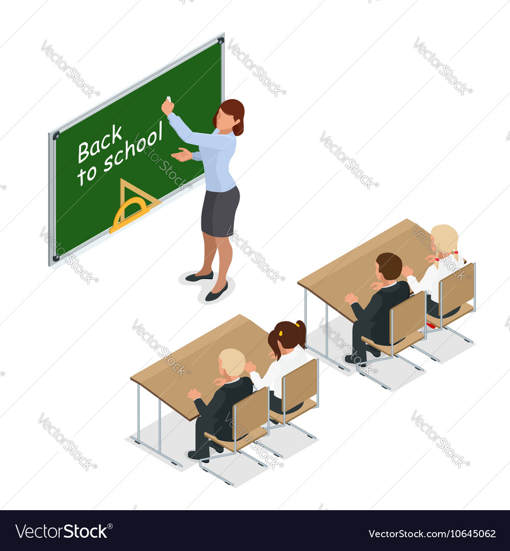 Sometric School lesson Little students and Vector Image