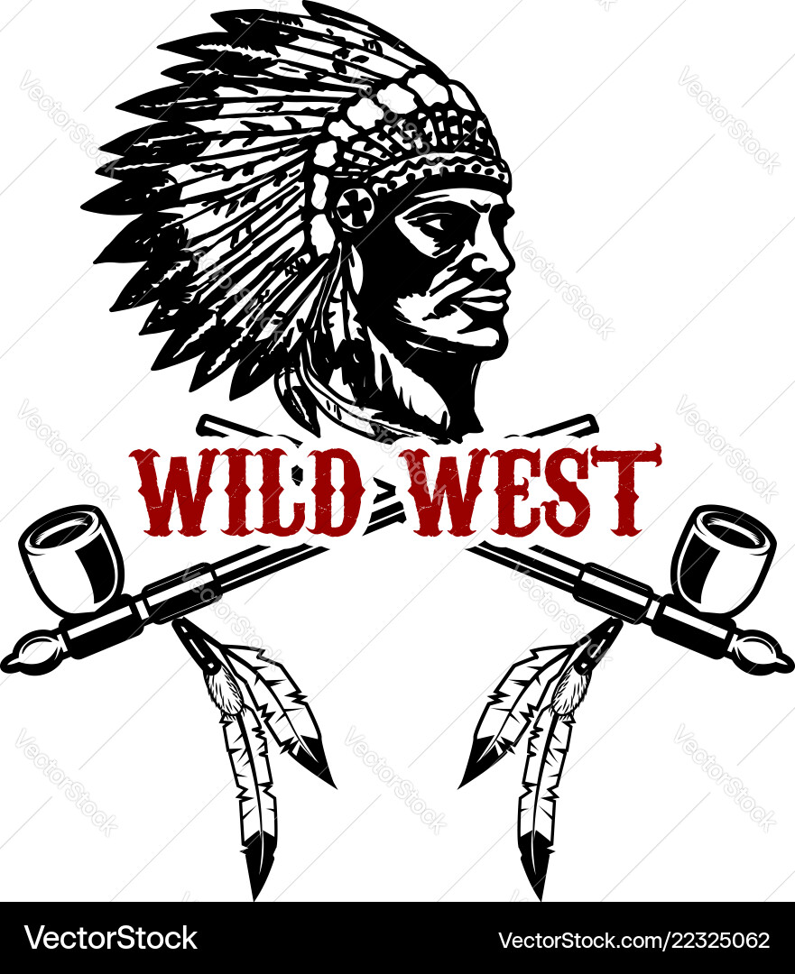 Wild west native american chief head design Vector Image