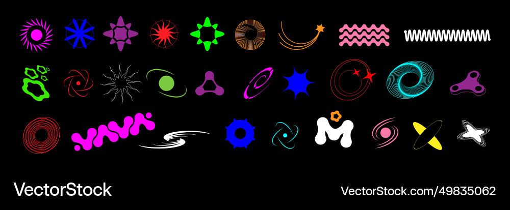 Y2k colorful abstract shape and grid Royalty Free Vector