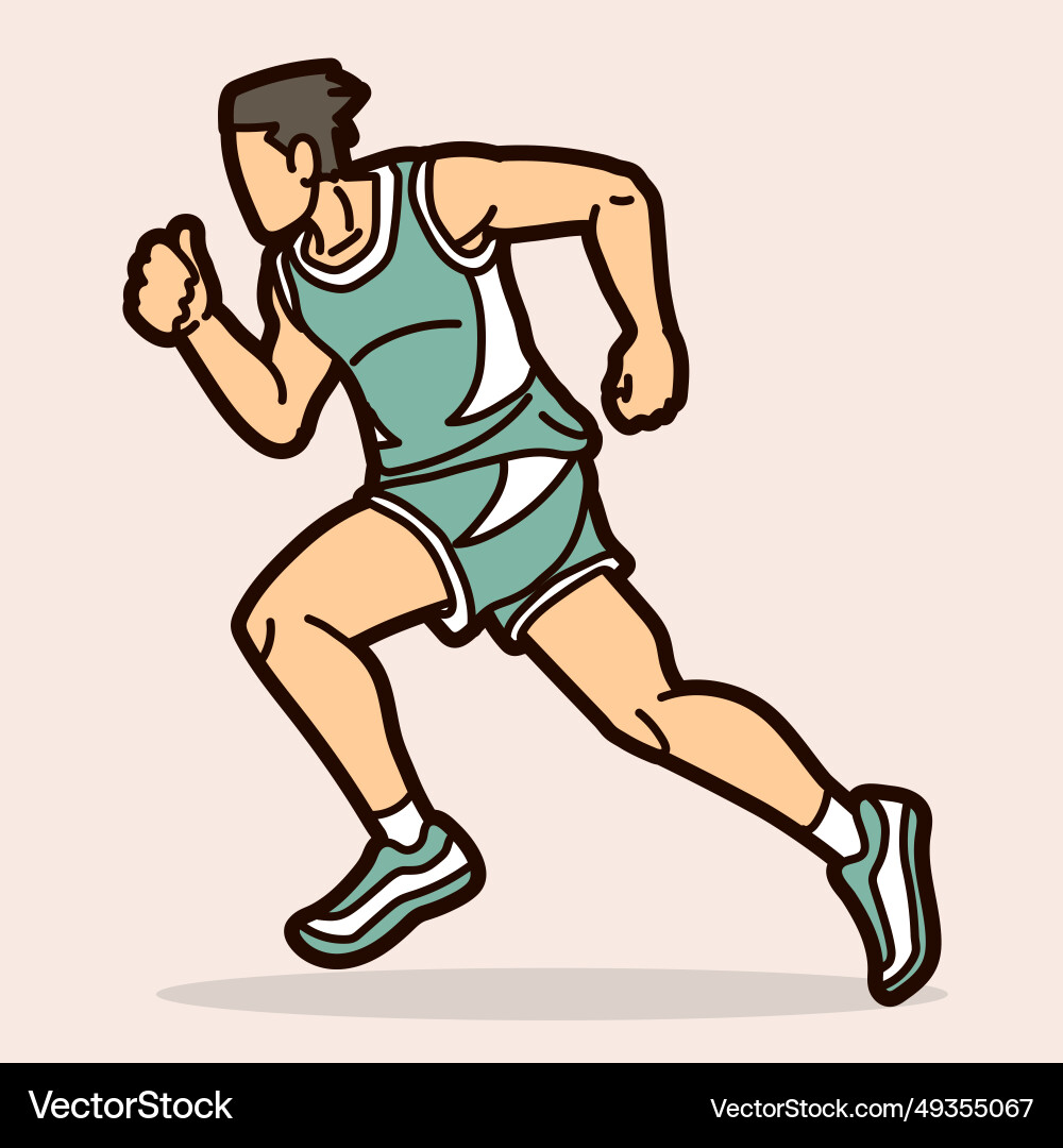 A man start running action marathon runner cartoon