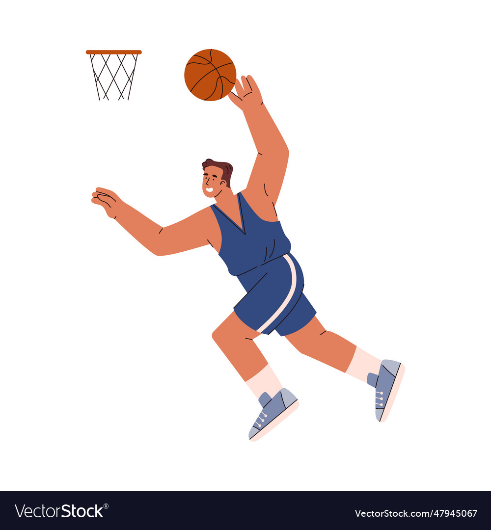 Basketball player man in jump raised hand Vector Image