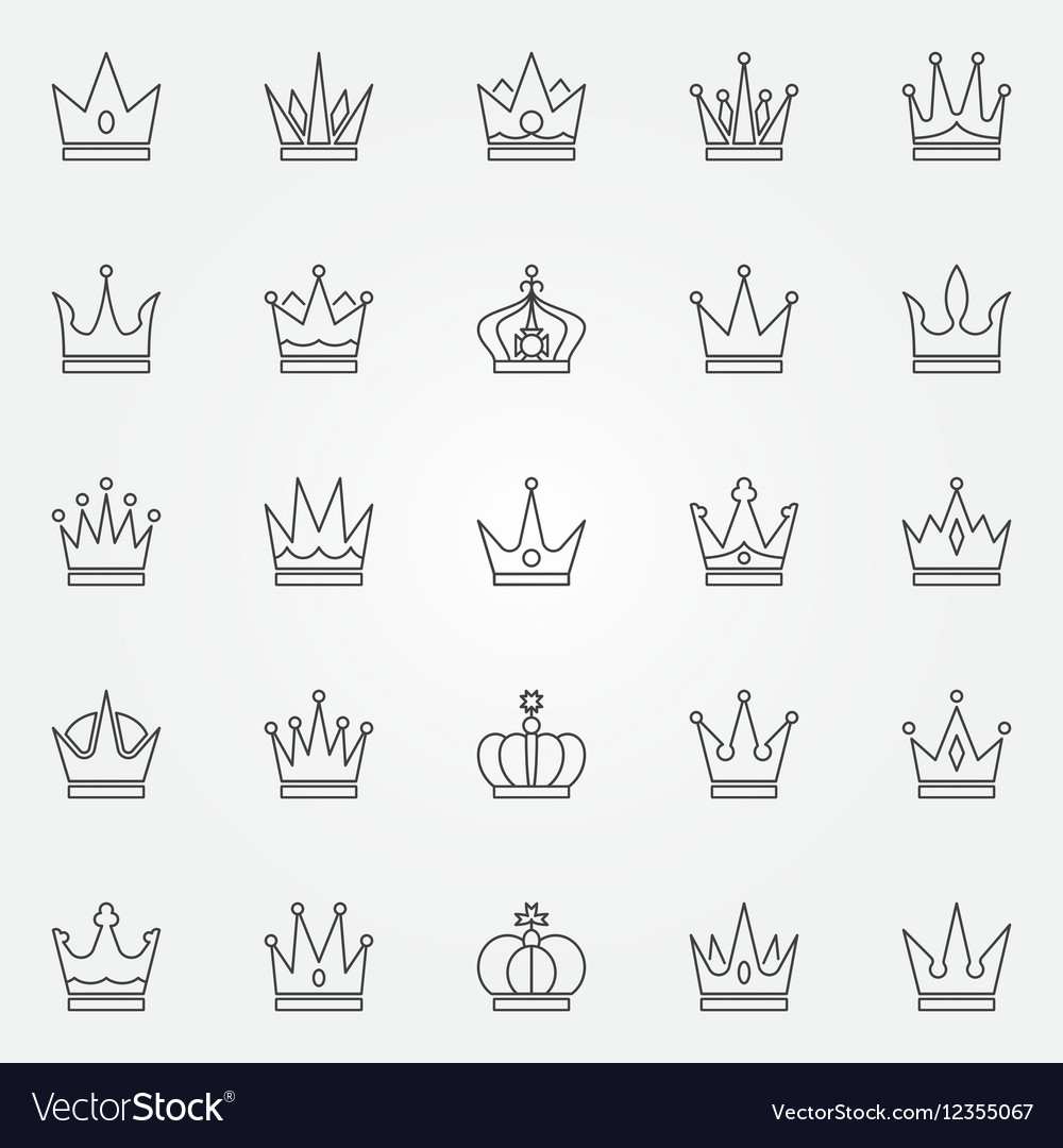 Crown Icons Set Royalty Free Vector Image Vectorstock