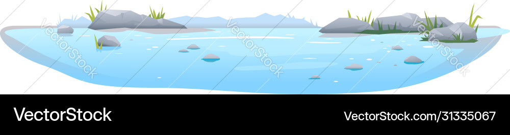 Decorative water pond with stones isolated Vector Image