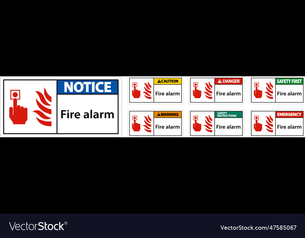 Emergency fire alarm sign on white background Vector Image Emergency fire alarm sign on white background Vector Image