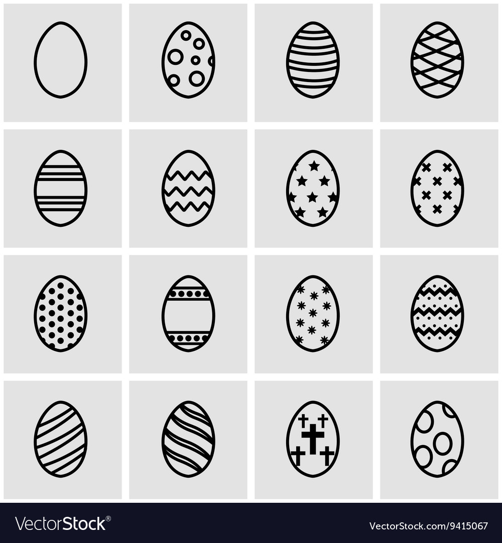 Line easter icon set Royalty Free Vector Image
