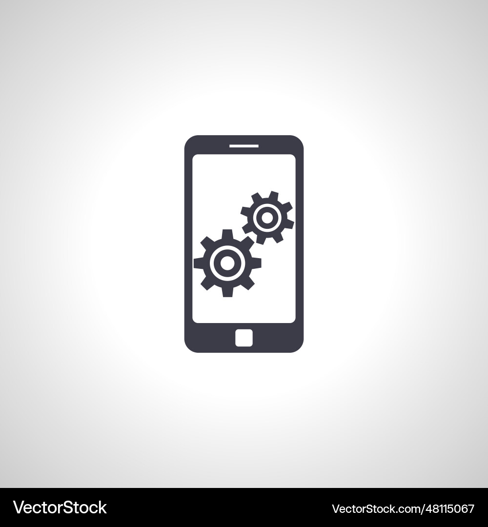 Phone with gears mobile phone settings icon Vector Image