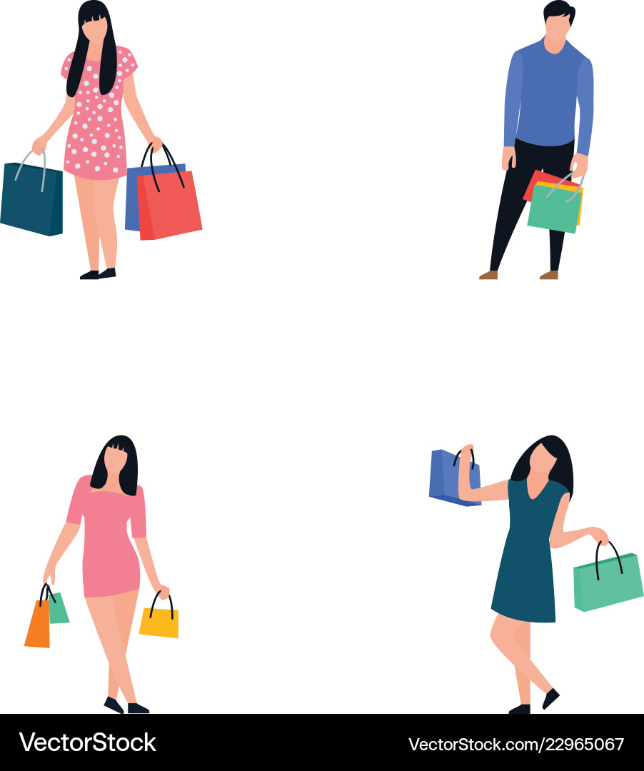 Purchasing people flat icons pack Royalty Free Vector Image