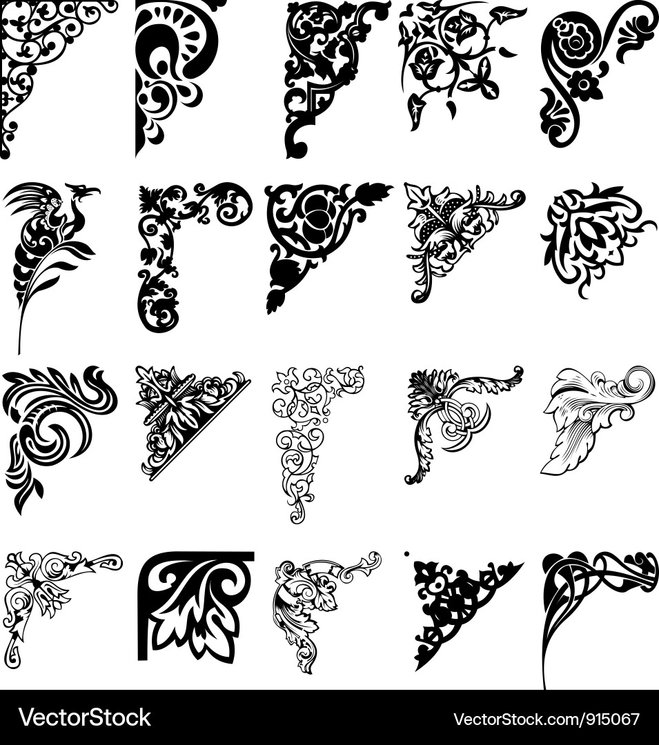 Set of twenty one color corners elements design Vector Image