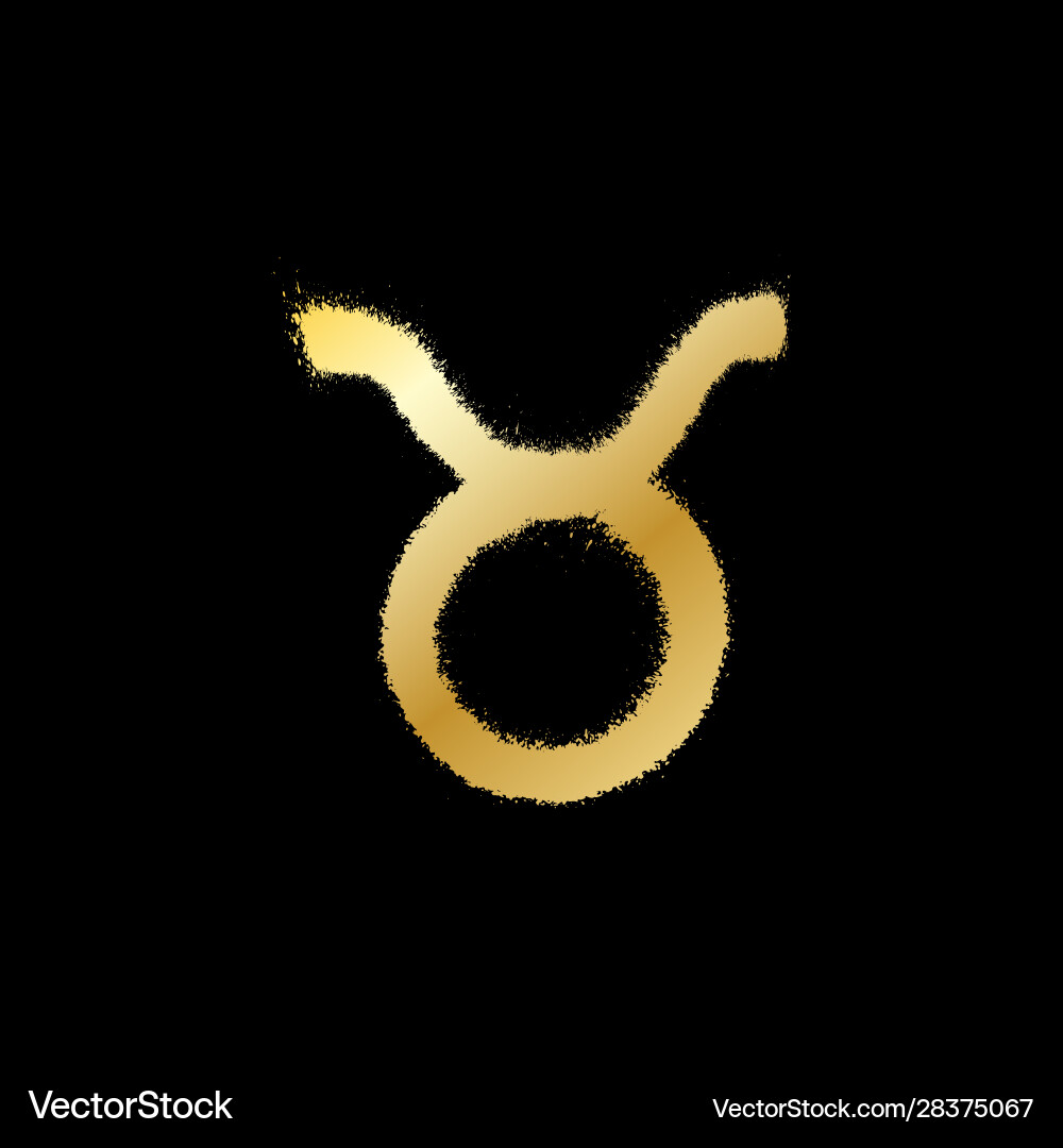 Taurus zodiac sign gold paint sprayed icon Vector Image