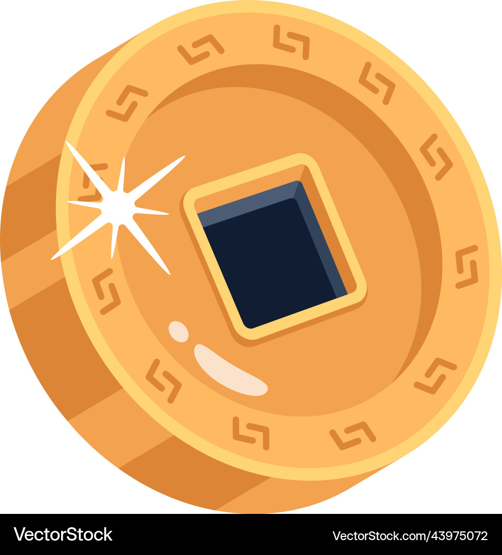 A chinese coin flat icon design Royalty Free Vector Image